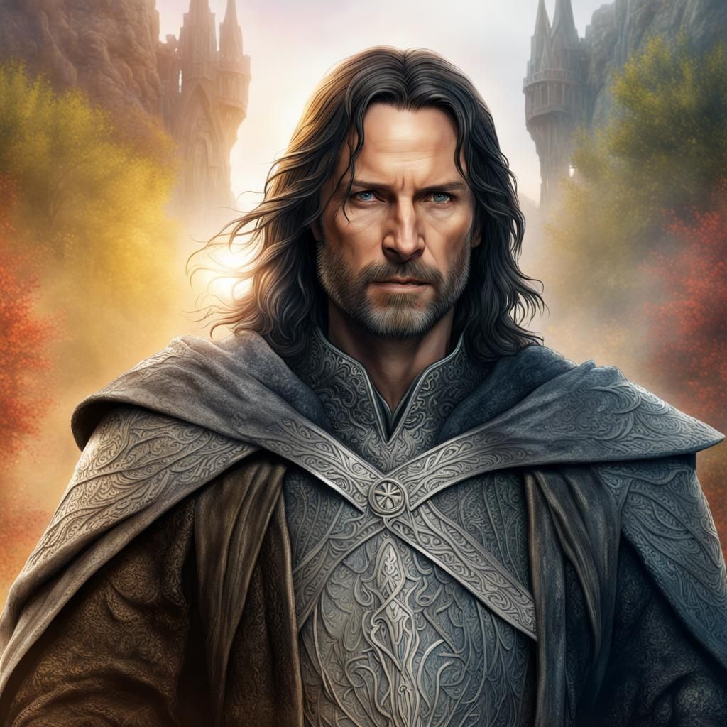 Aragorn High King of Arnor and Gondor, visits the Grey Havens - AI ...
