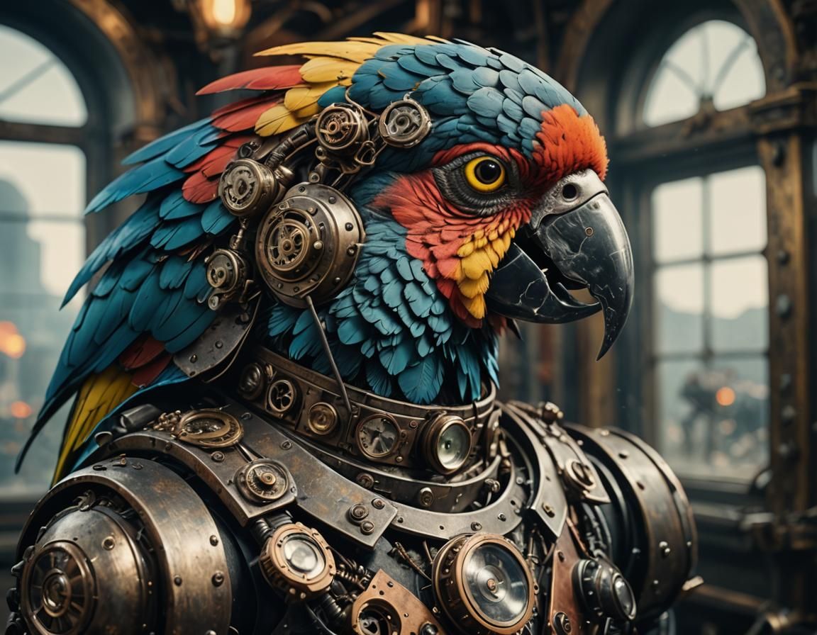 Cyborg Parrot - AI Generated Artwork - NightCafe Creator