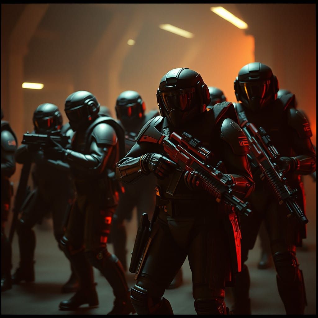 Scifi squad of mercenaries - Sci-Fi Mercenaries in Tactical...