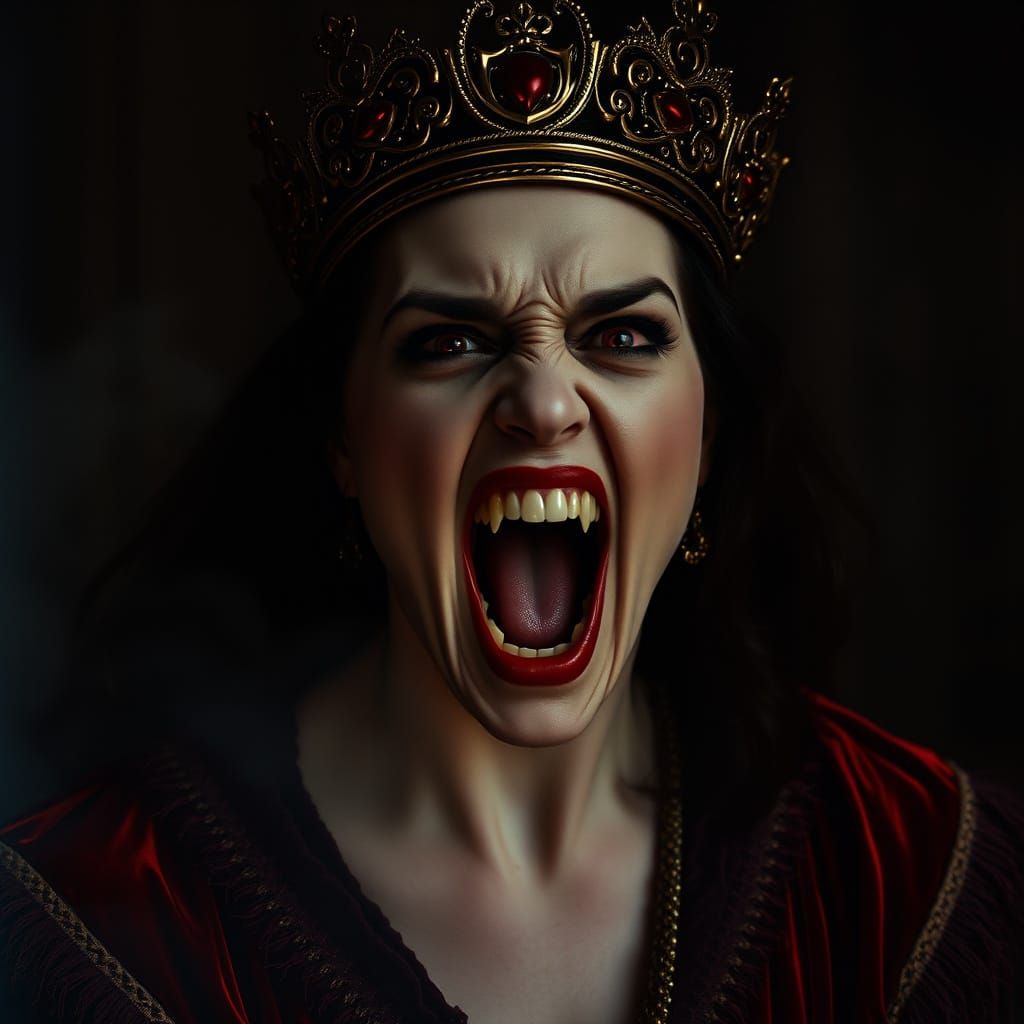 Gothic Vampire Queen in Rage - AI Art