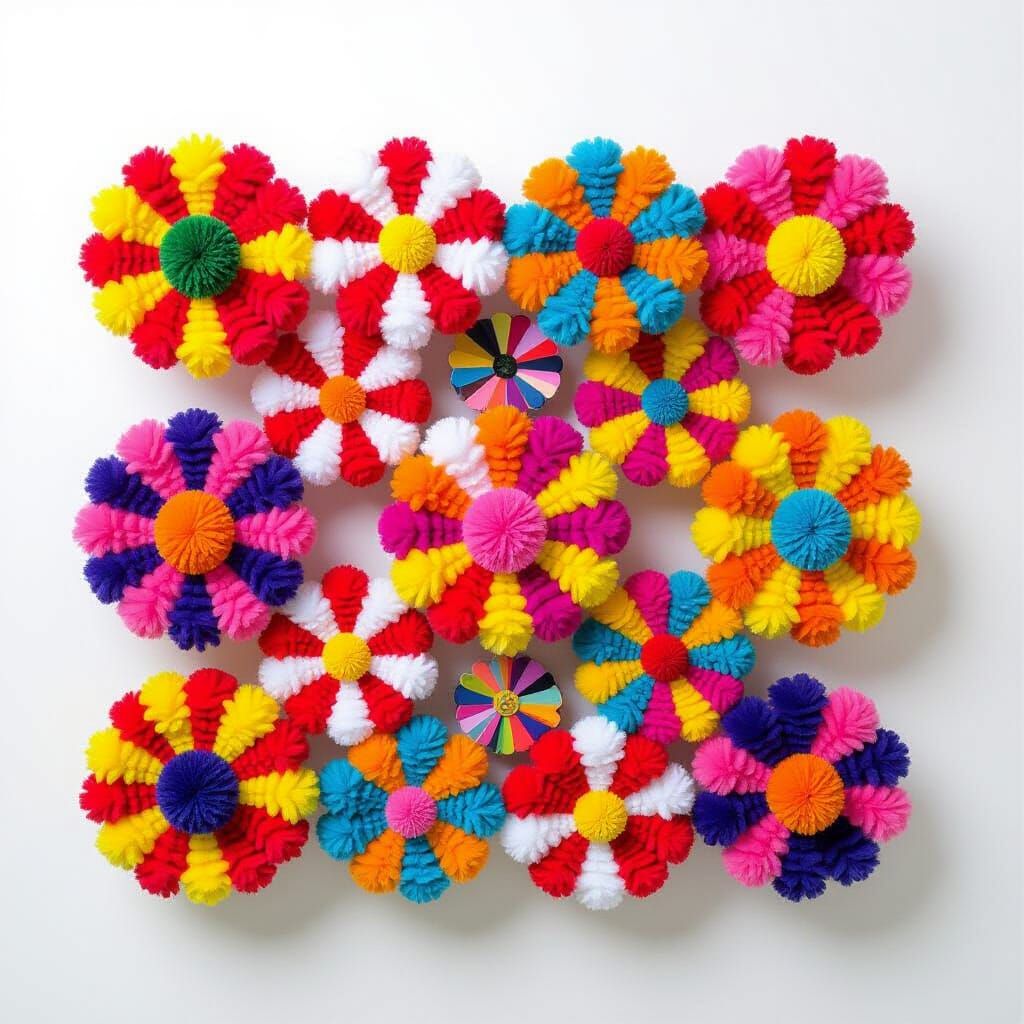Colorful Pom Pom Pattern - Colorful Pom Pom Pattern in Conte...