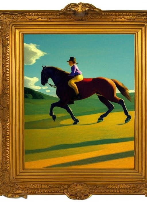 Elegant Horse Gallops in a Vibrant Hudson River Sc... - AI Art