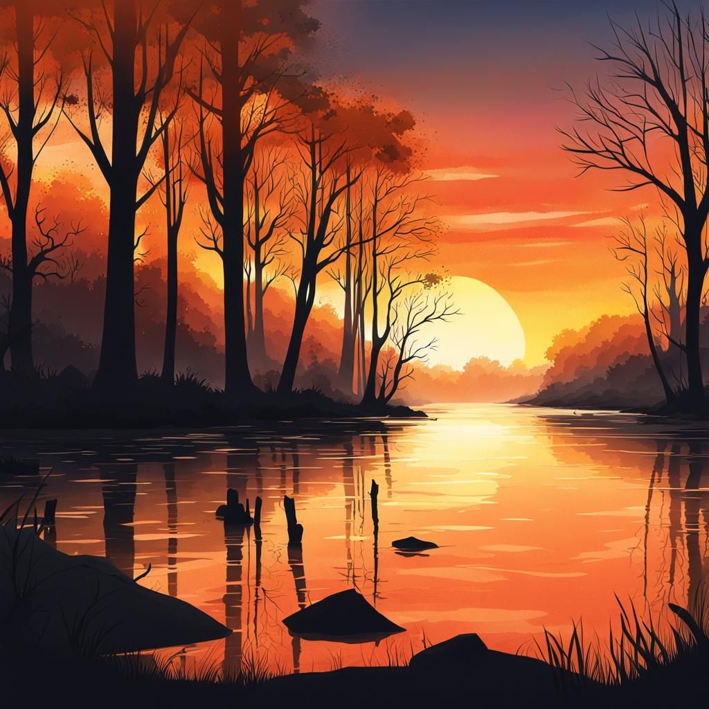 Beautiful sunset - AI Generated Artwork - NightCafe Creator