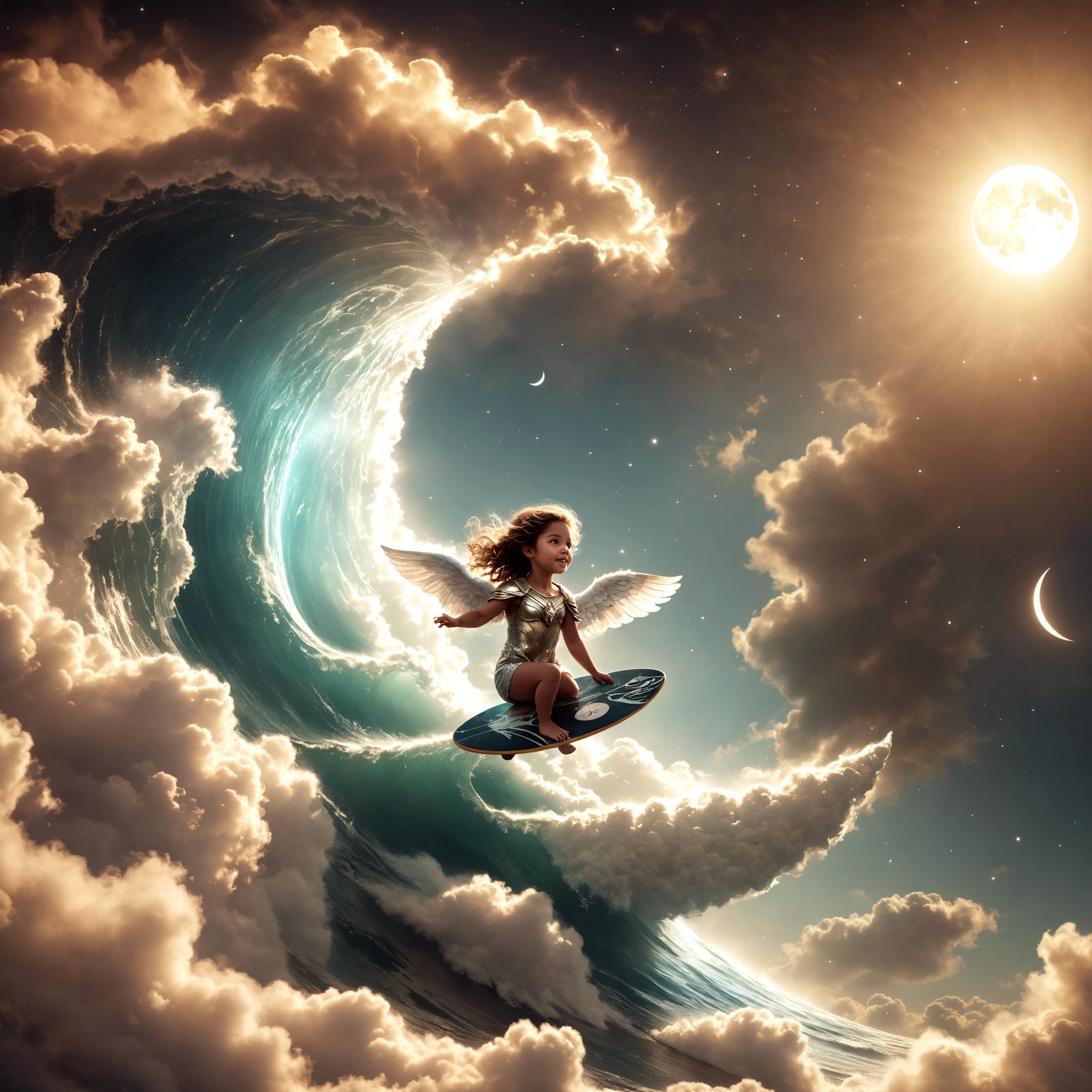 Surfing Angel - AI Generated Artwork - NightCafe Creator