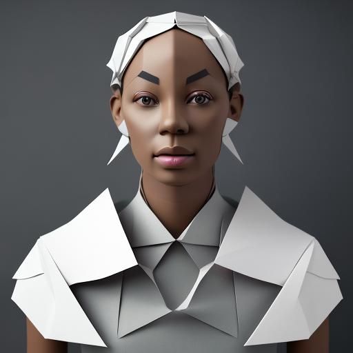 human-like futuristic African American woman android Origami paper ...