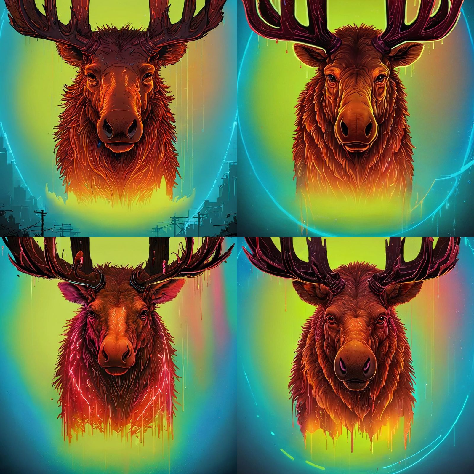 Neon Moose - AI Generated Artwork - NightCafe Creator