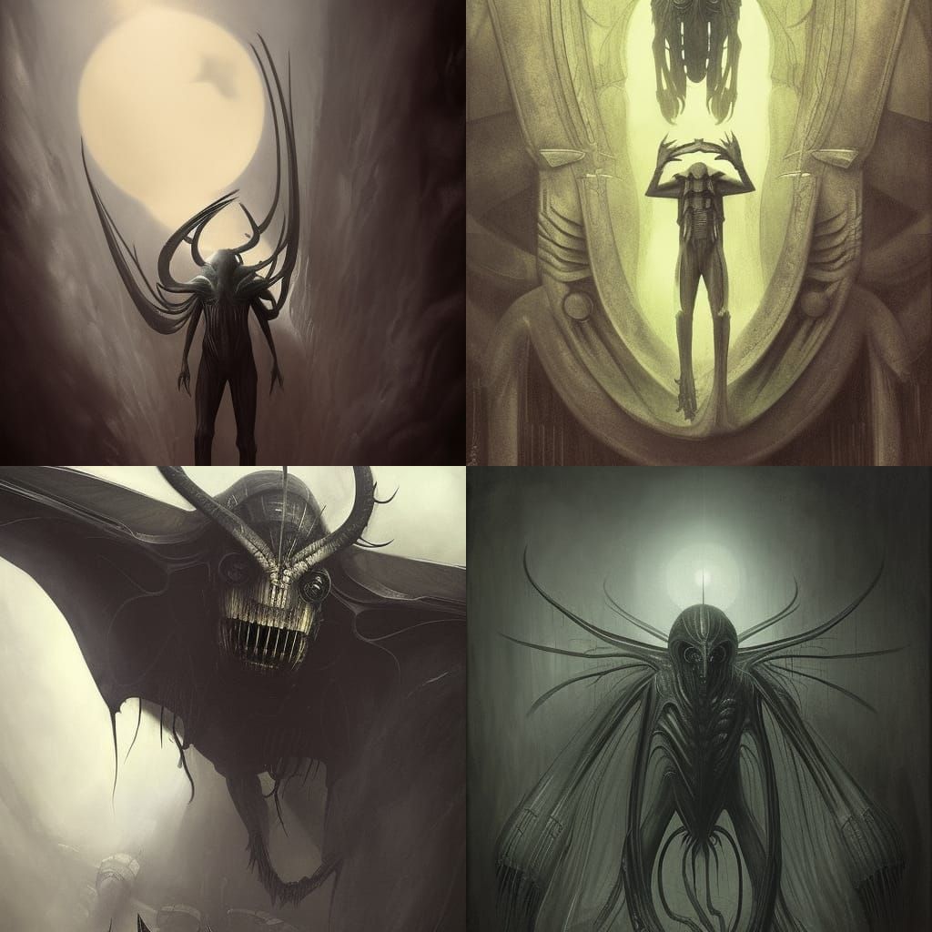 Mothman awakens HR Giger - AI Generated Artwork - NightCafe Creator
