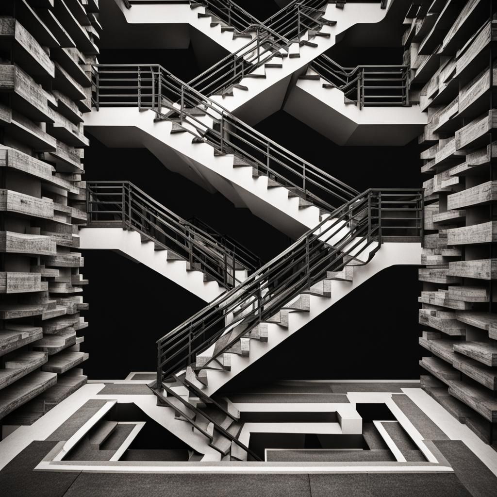 (intricate_impossible_stairs_that_go_nowhere_anywhere)Escher style 1 ...