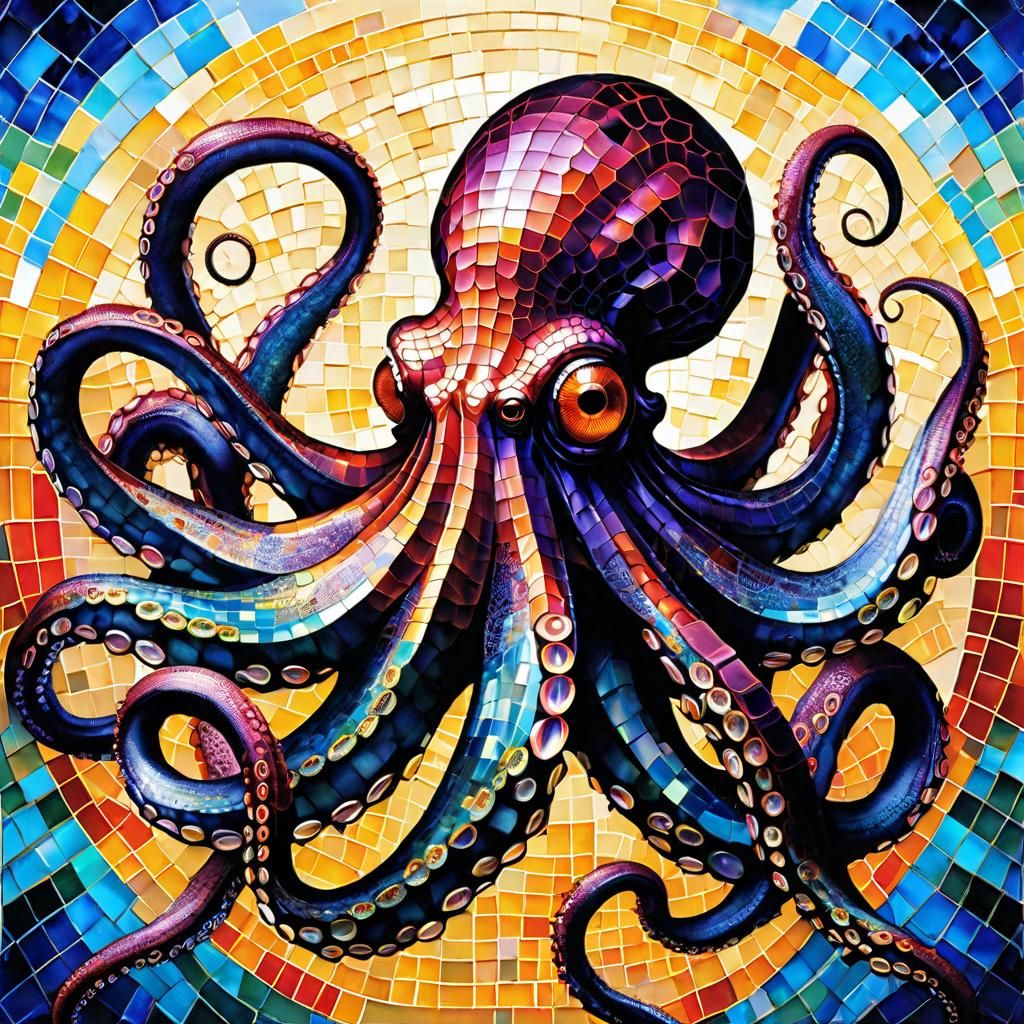 A Mosaic Water with Mosaic Octopus - AI Generated Artwork - NightCafe ...