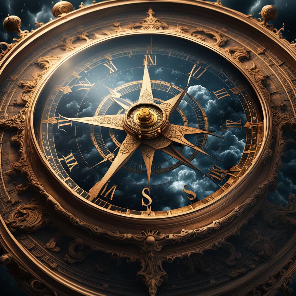 Time compass with storm - AI Generated Artwork - NightCafe Creator
