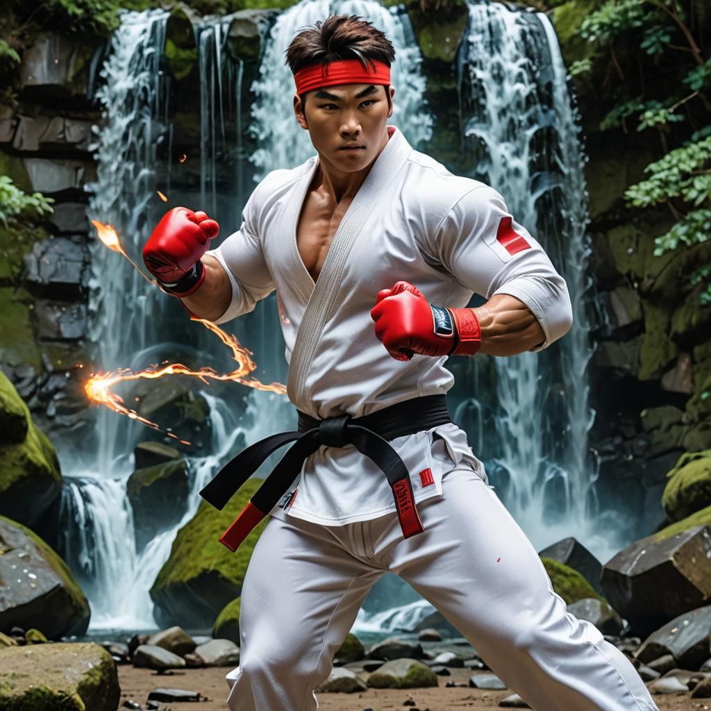 Ryu summoning a fireball - AI Generated Artwork - NightCafe Creator