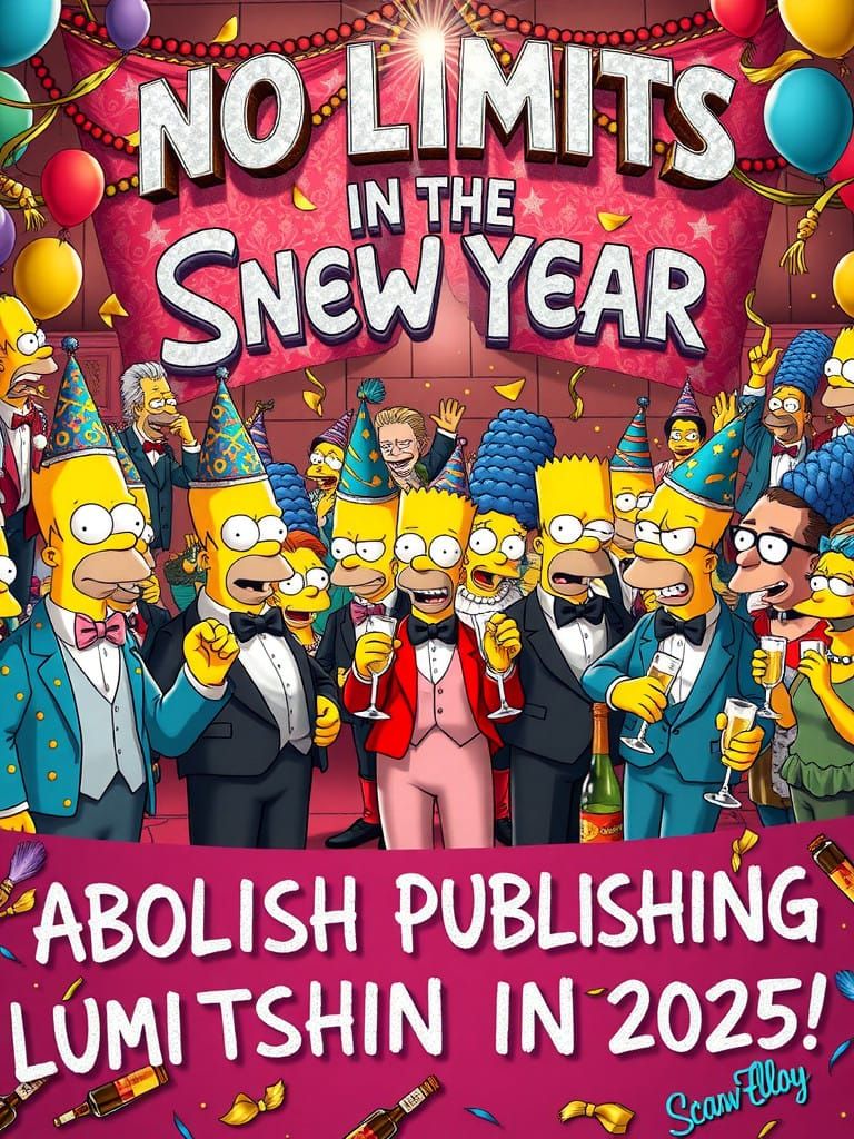 Vibrant Simpsons Style New Year's Eve Party Scene - AI Art