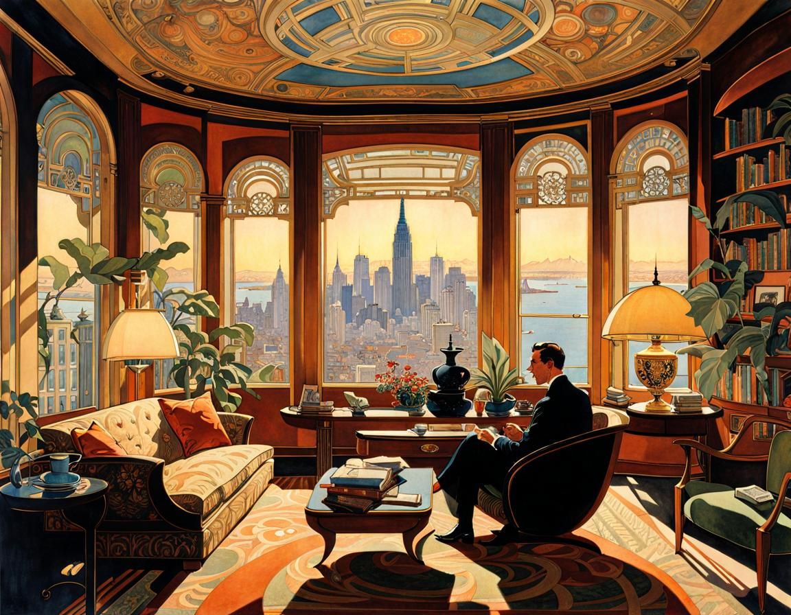 Art Deco living room - AI Generated Artwork - NightCafe Creator