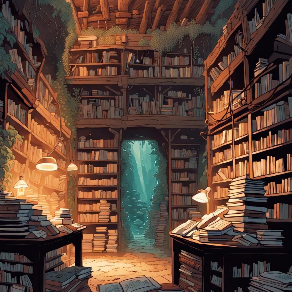 In the underground library (4) - AI Generated Artwork - NightCafe Creator