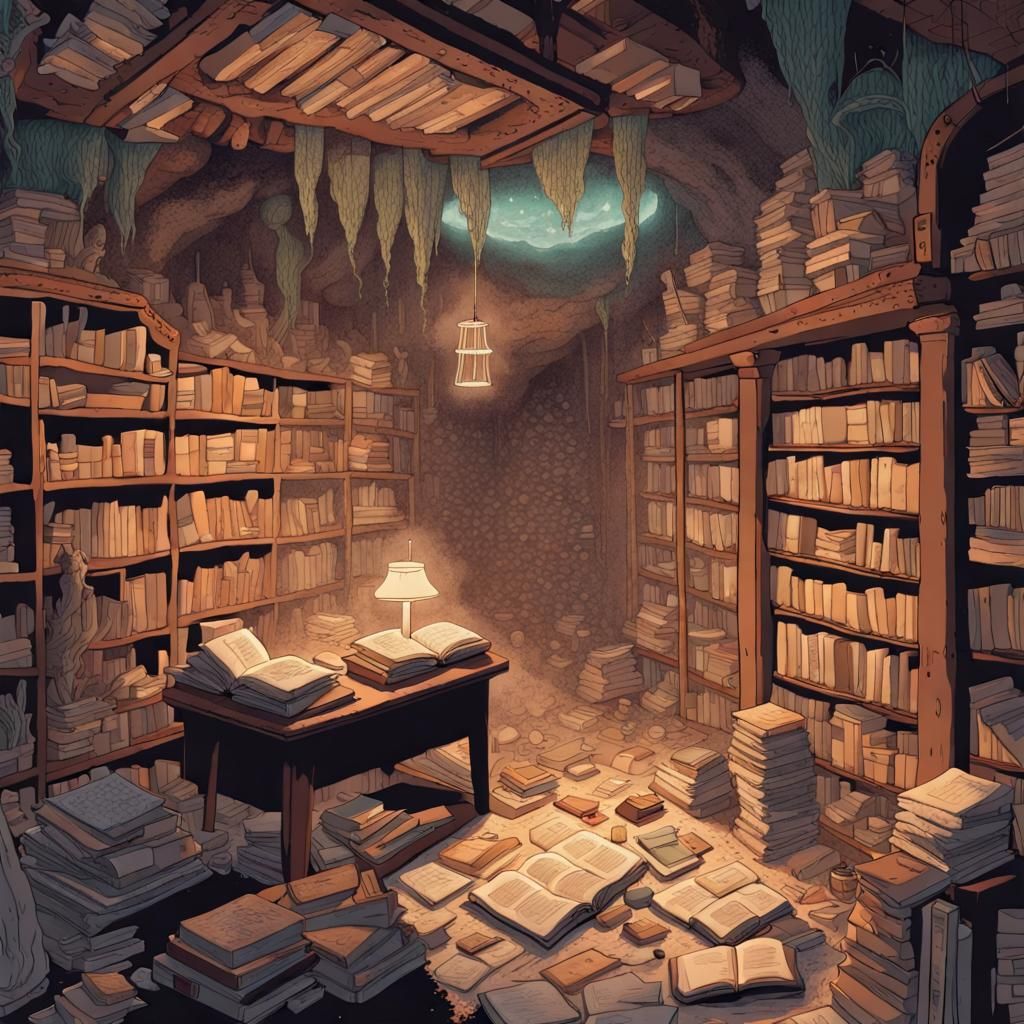 In the underground library (5) - AI Generated Artwork - NightCafe Creator