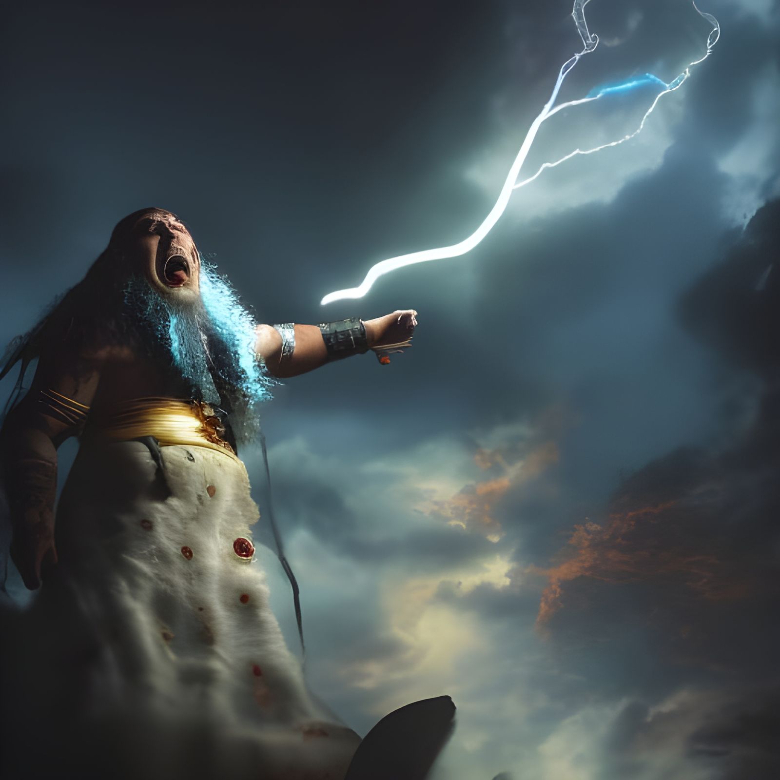 a shaman calling down lighting from the sky - AI Generated Artwork ...