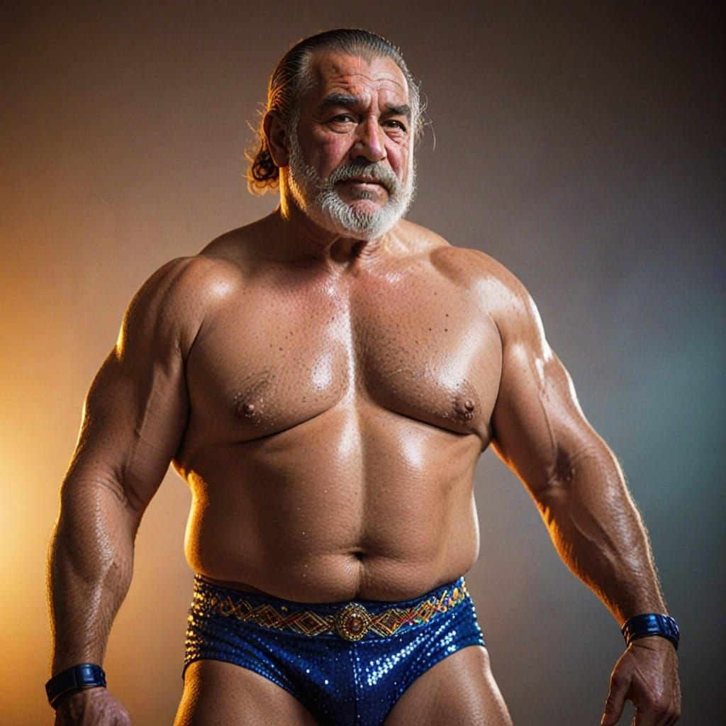 Confident Gypsy Wrestler in Vibrant Sequined Attir... - AI Art