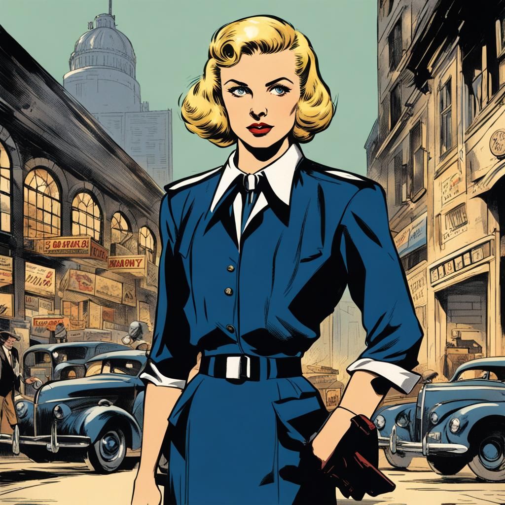 A young female secret agent, 1940s comic book art - AI Generated ...