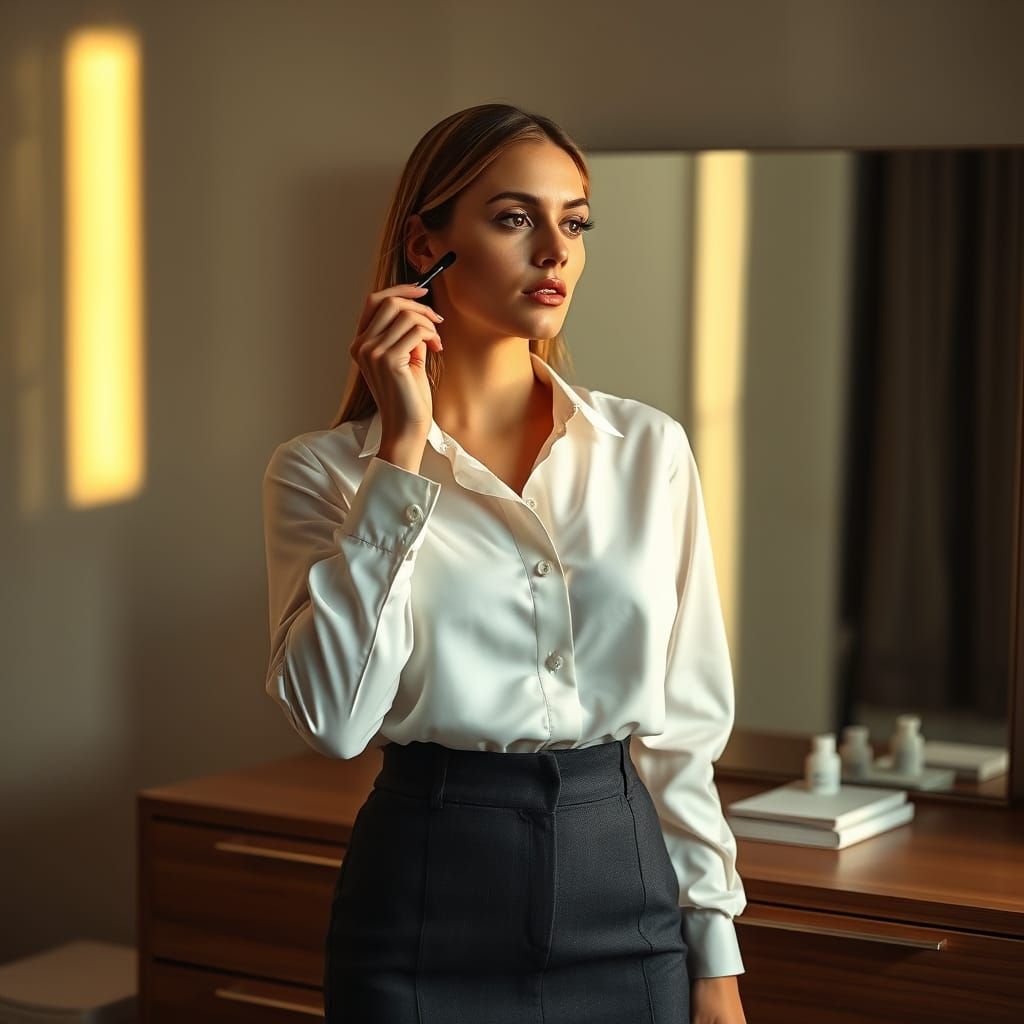 getting ready for work - Elegant Woman Preparing for Work in...