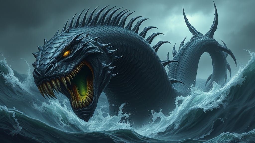 Colossal Leviathan Emerges from Dark Ocean Abyss i... - AI Art