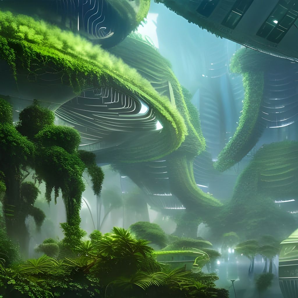 Alien City Jungle - AI Generated Artwork - NightCafe Creator