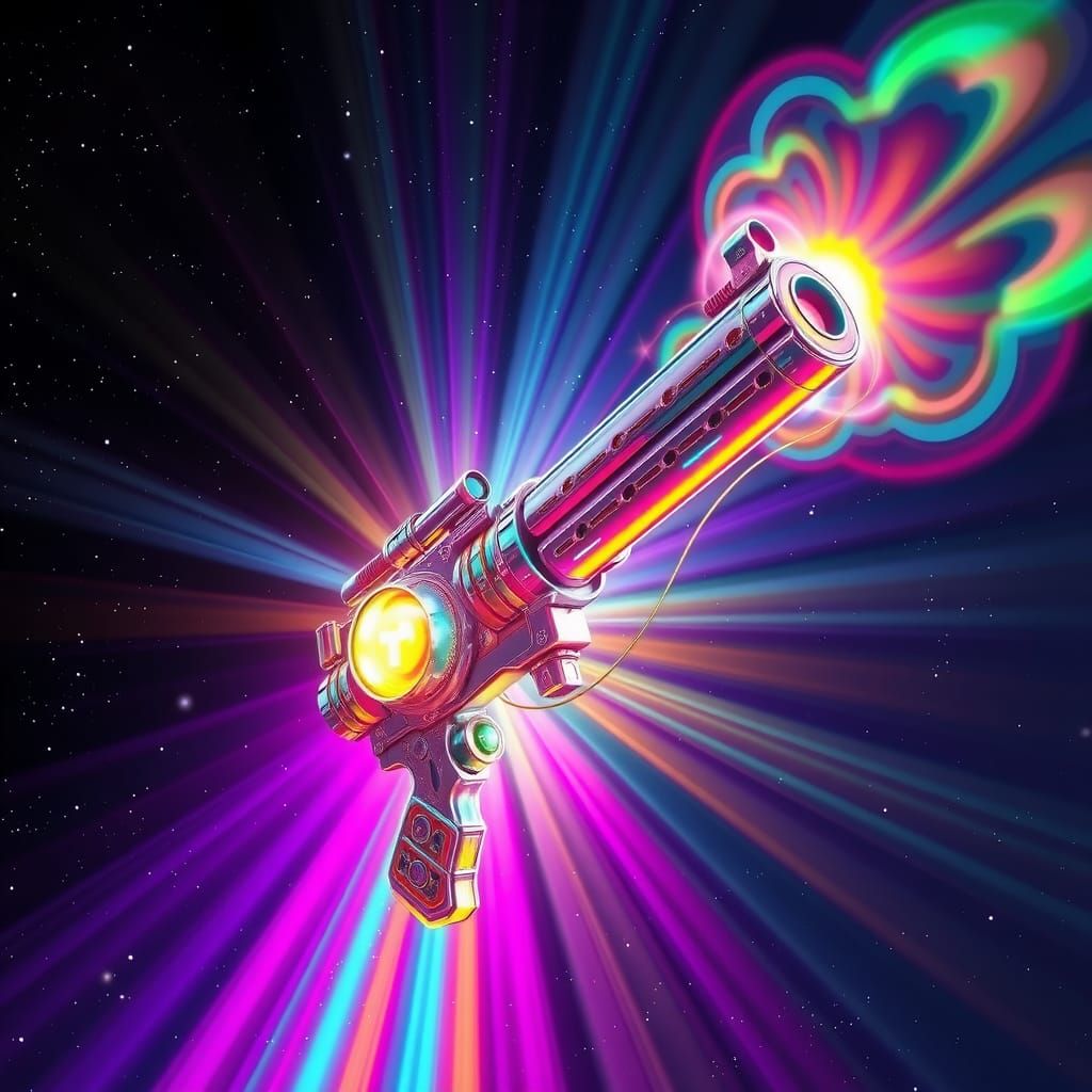 Cosmic Ray Gun Unleashes Radiant Rainbow Blast in ... - AI Art