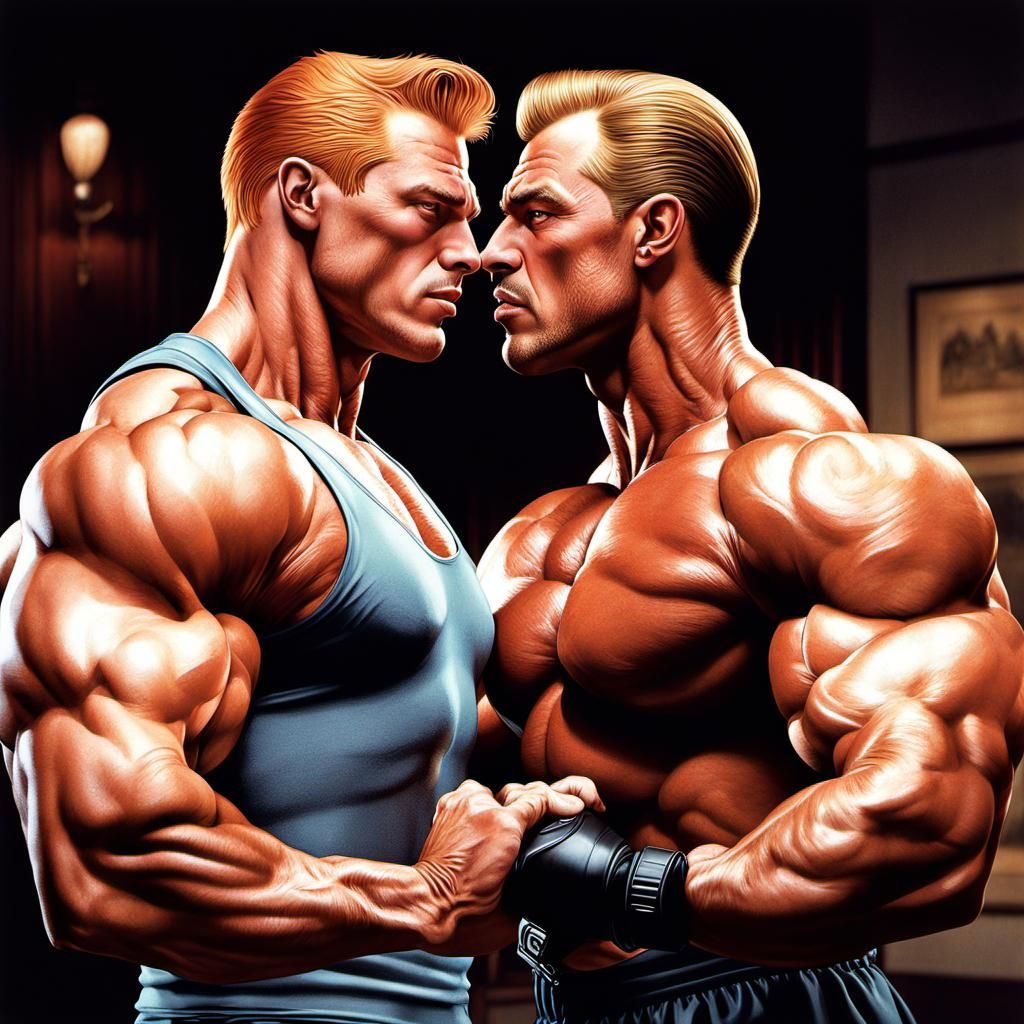 Two Male Bodybuilders Embracing - AI Generated Artwork - NightCafe Creator