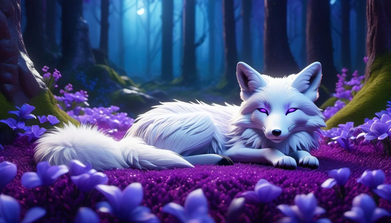 Lilac White Fox - AI Generated Artwork - NightCafe Creator