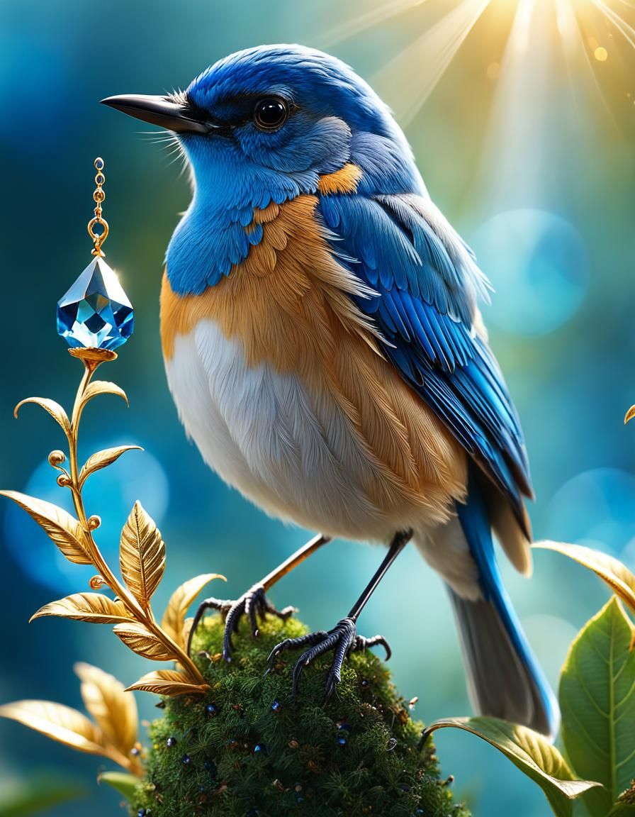Adorable Blue Bird - AI Generated Artwork - NightCafe Creator