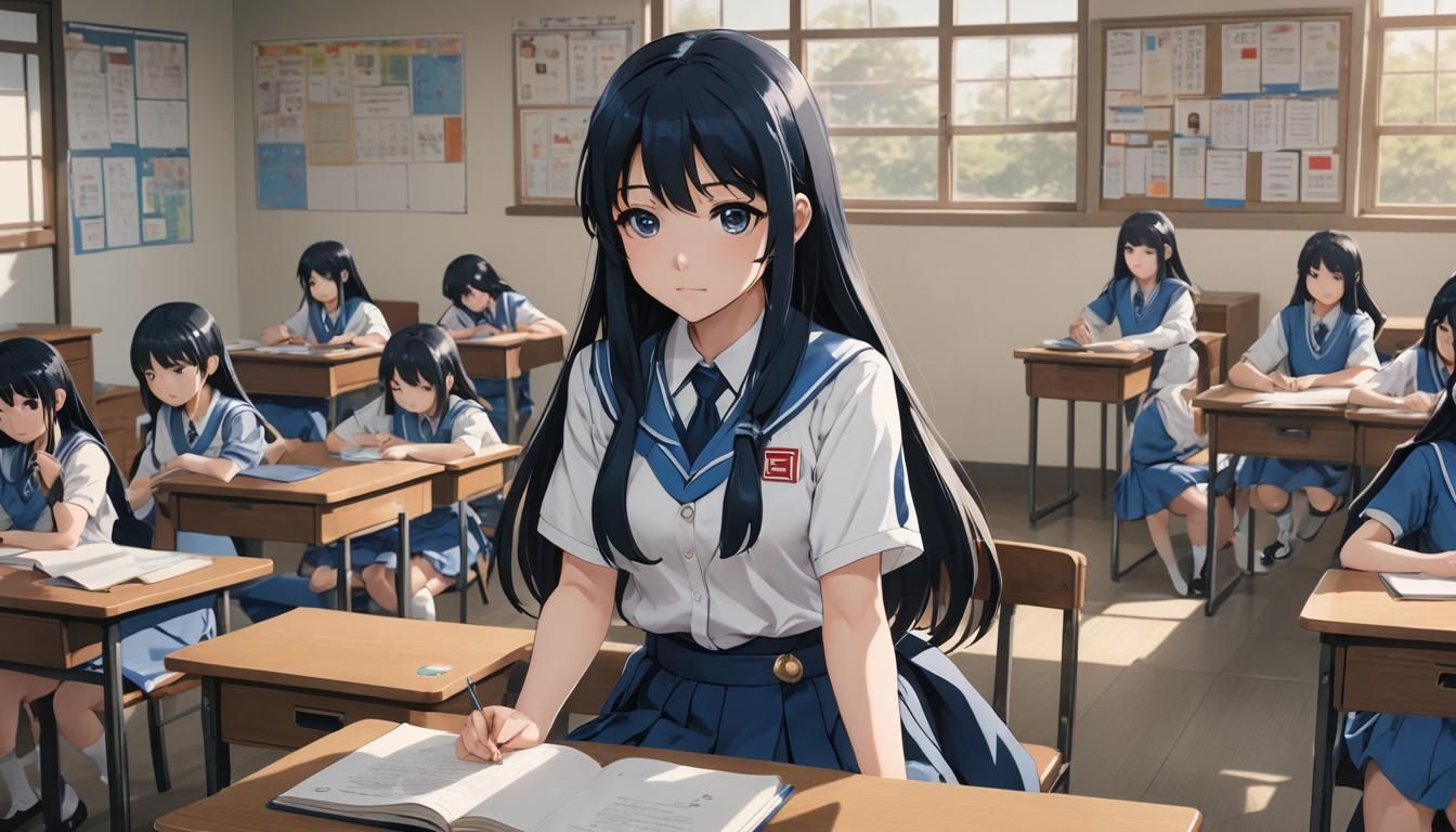 Anime Schoolgirls In Class (ver 1) - AI Generated Artwork - NightCafe ...