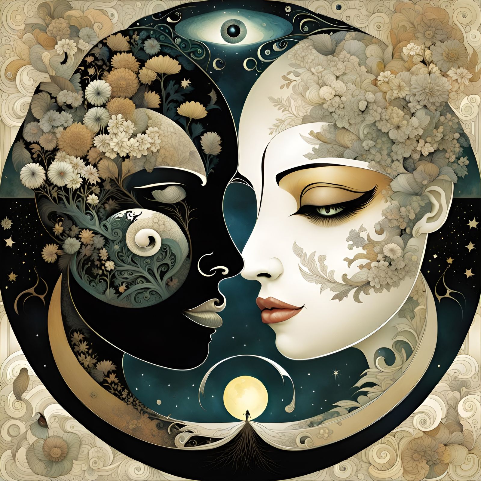 Yin Yang Lovers - AI Generated Artwork - NightCafe Creator