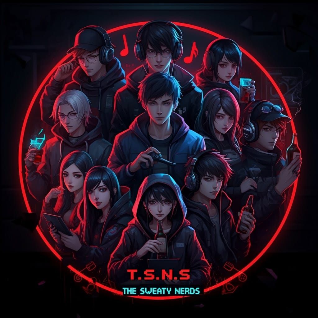 Edgy Anime Gamer Icon in Dark, Moody Cyberpunk Sty... - AI Art