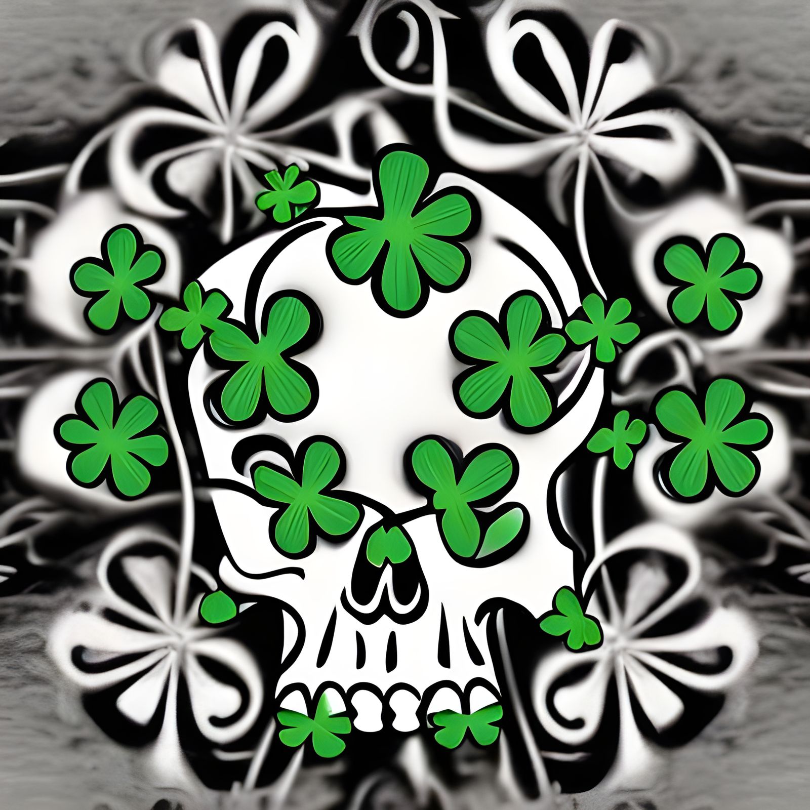 Skulls , Shamrock, Four Leaf Clover - AI Generated Artwork - NightCafe ...