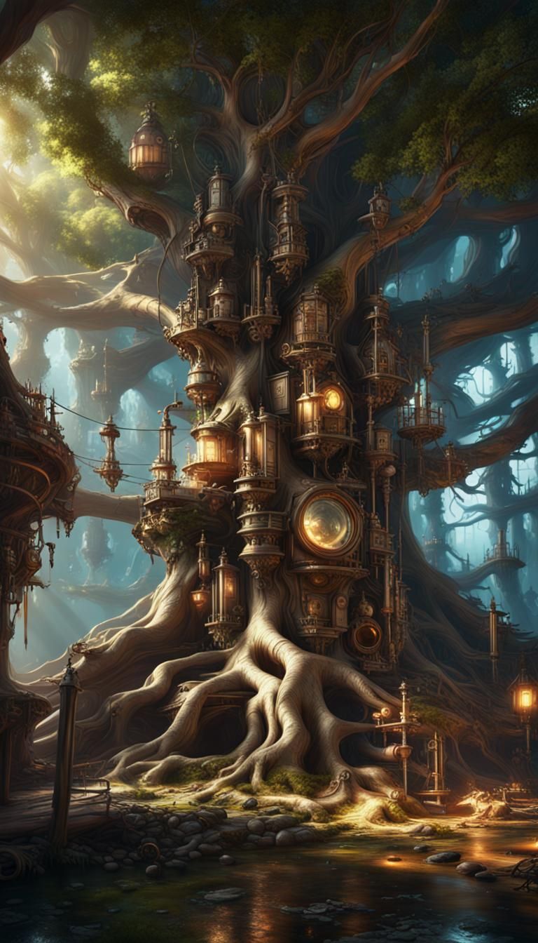 Aether Tree-House - AI Generated Artwork - NightCafe Creator