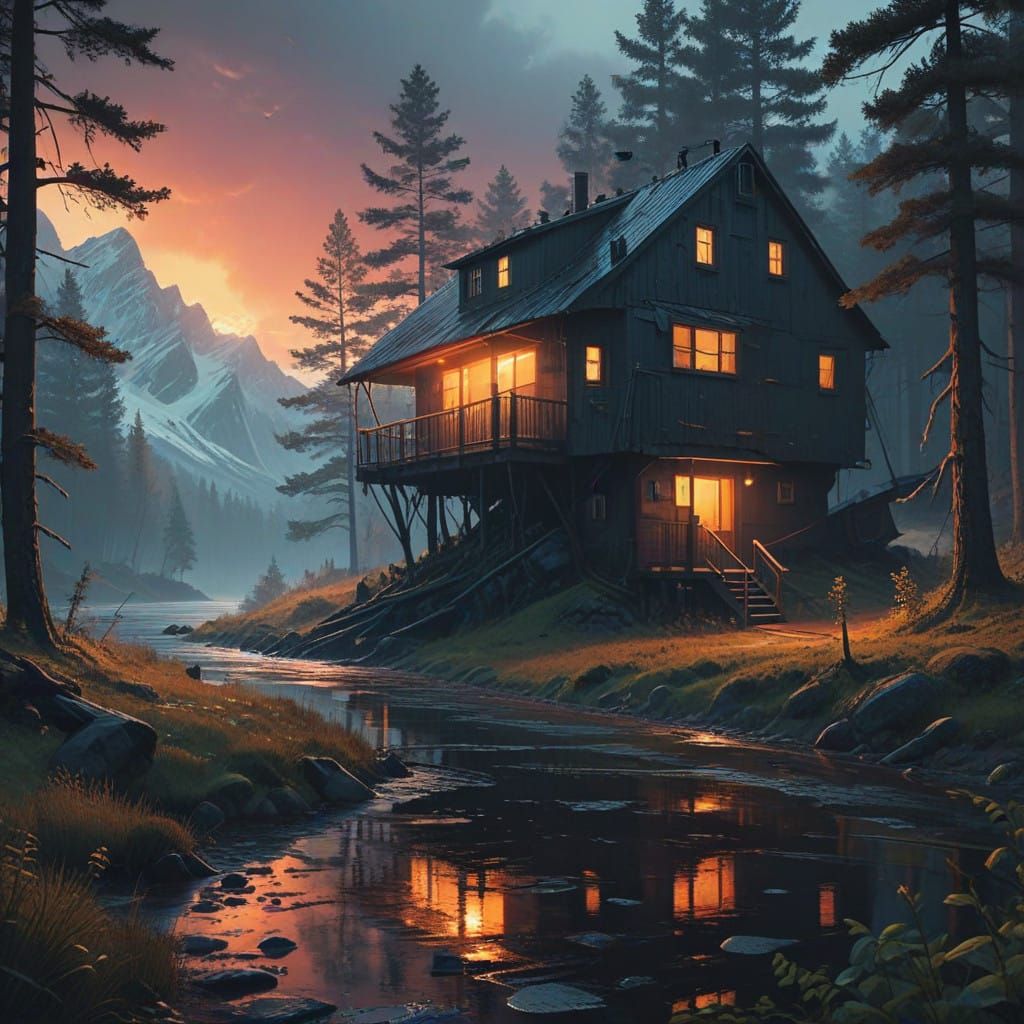 Vibrant Sunset Masterpiece in Oil Painting Style - AI Art