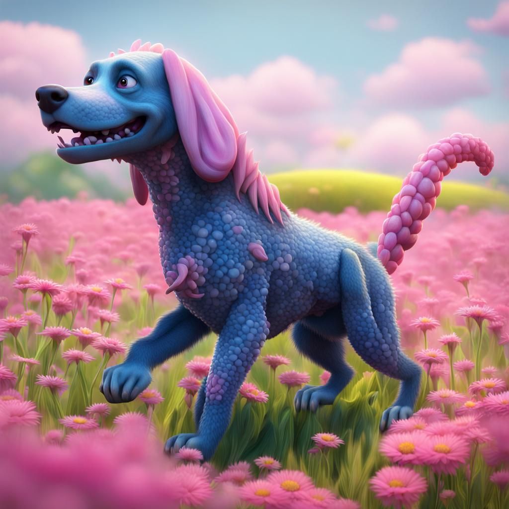 Beautiful adorable cute pink and blue dog - AI Generated Artwork ...