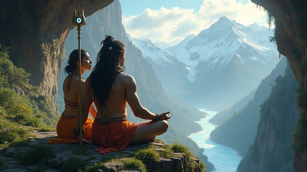 Divine Himalayan Meditation in Epic Fantasy Style - AI Art