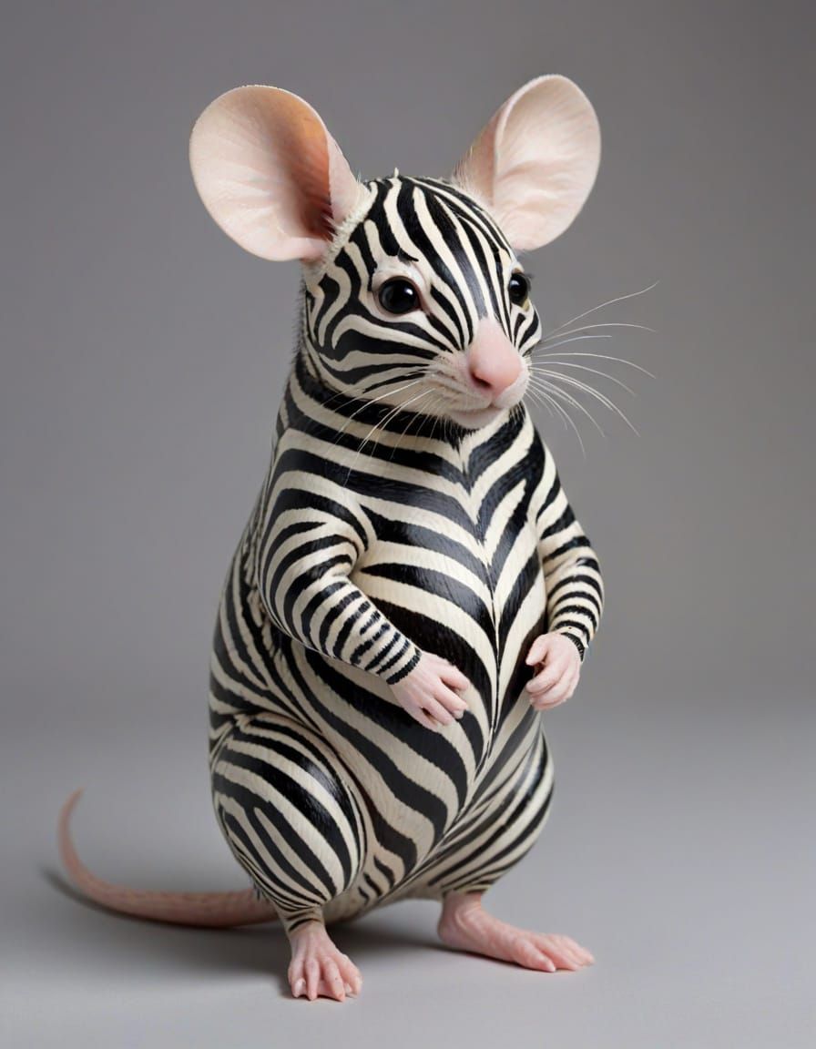 Whimsical Mice in Striped Zebras - AI Art