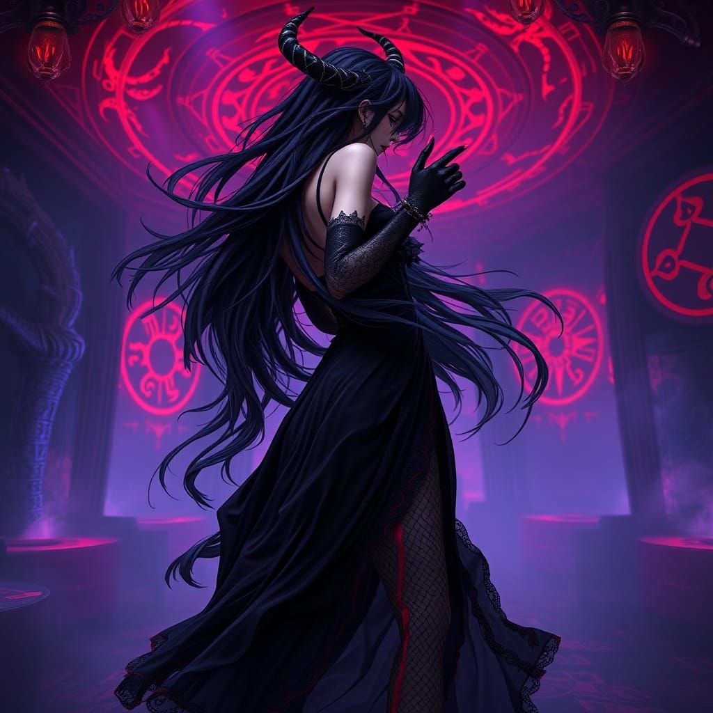 Gothic Lady Lost in Dark Rave Dance - AI Art