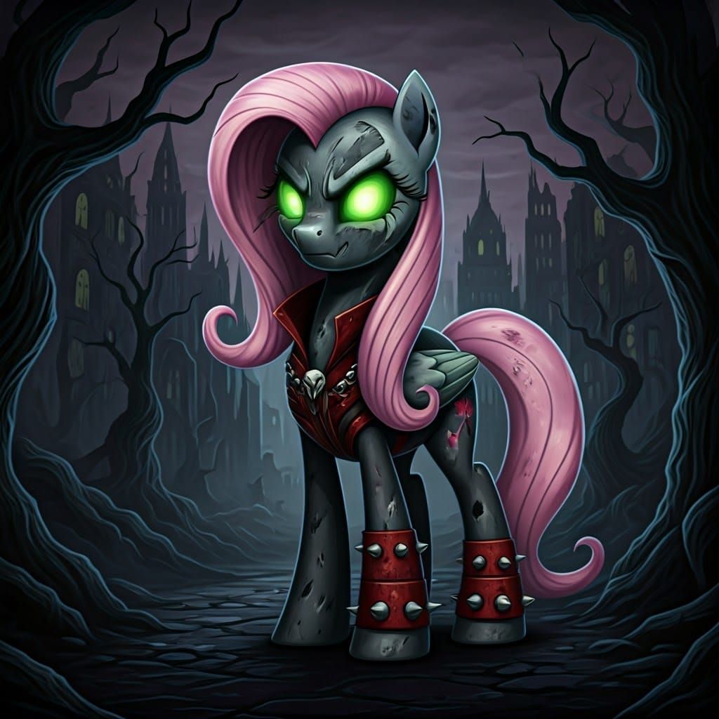 Fluttershy (MLP) as Spawn (comic) - Gothic Pony Spawn Hybrid...