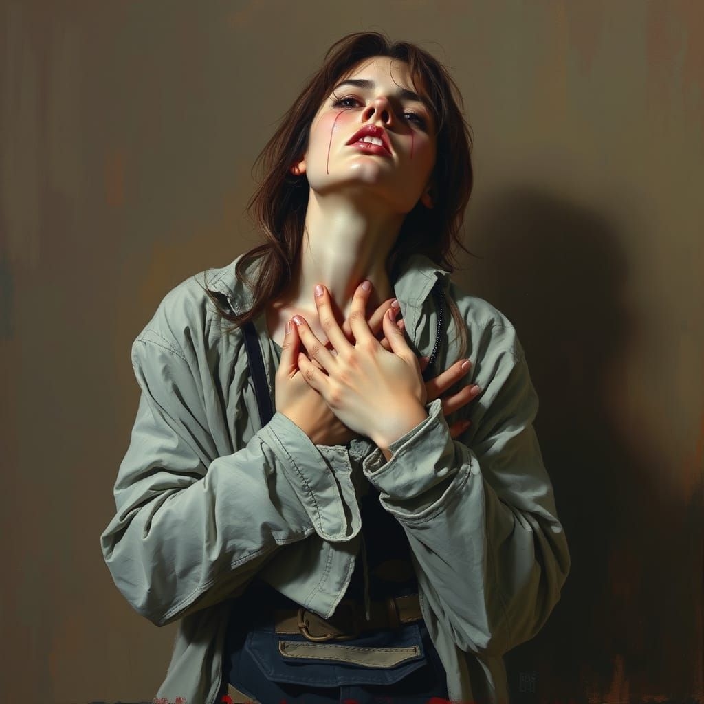 Distressed Figure in Expressive Art Style - AI Art