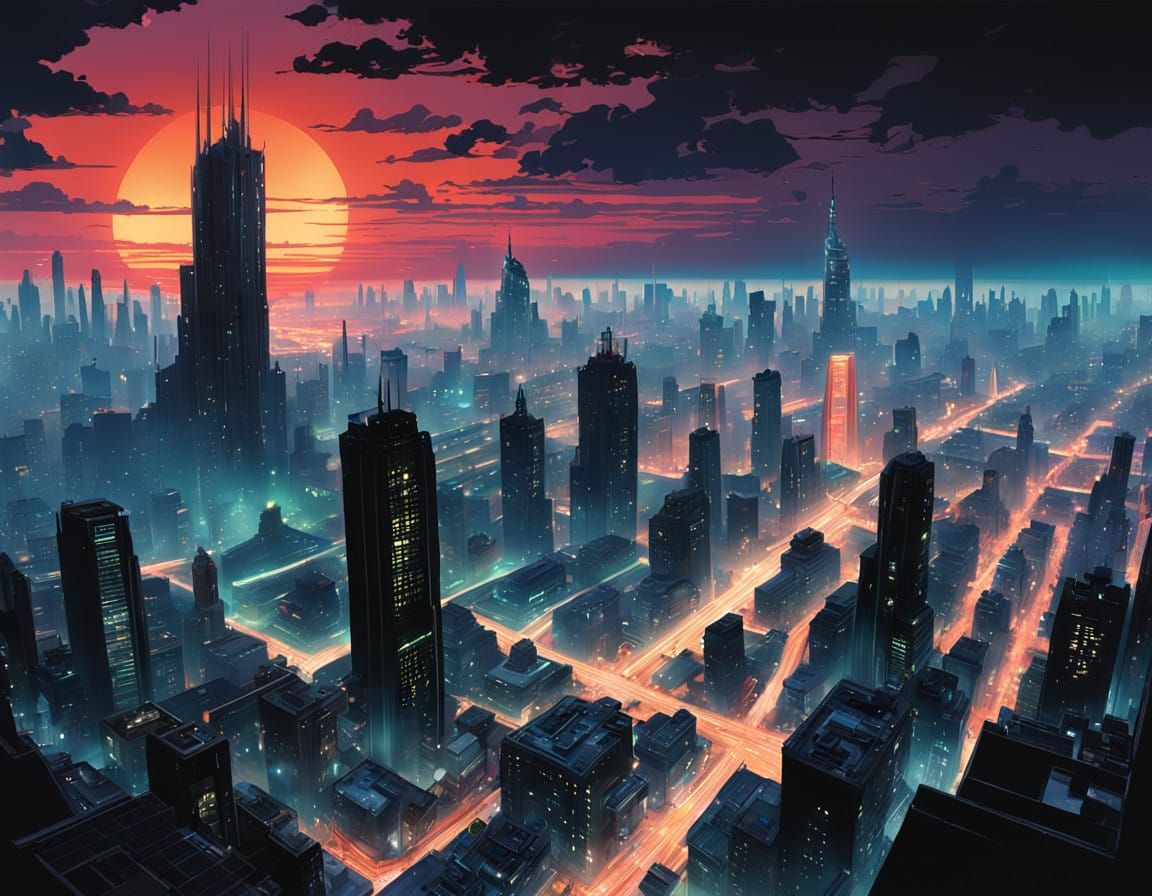 Solar powered City. Ultra-detailed HD