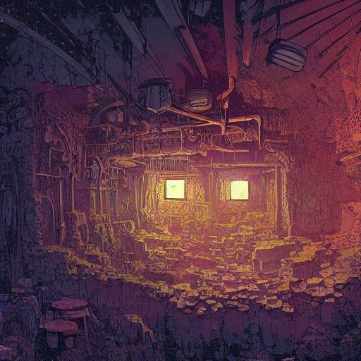 A grudge, dank, dirty rebel secret hideout in a cave underground ...