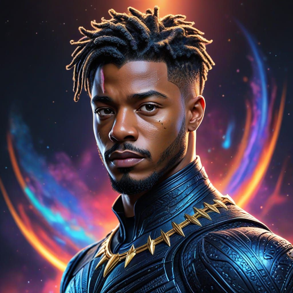 Erik Killmonger in Astral Cosmic Holographic Style - AI Art