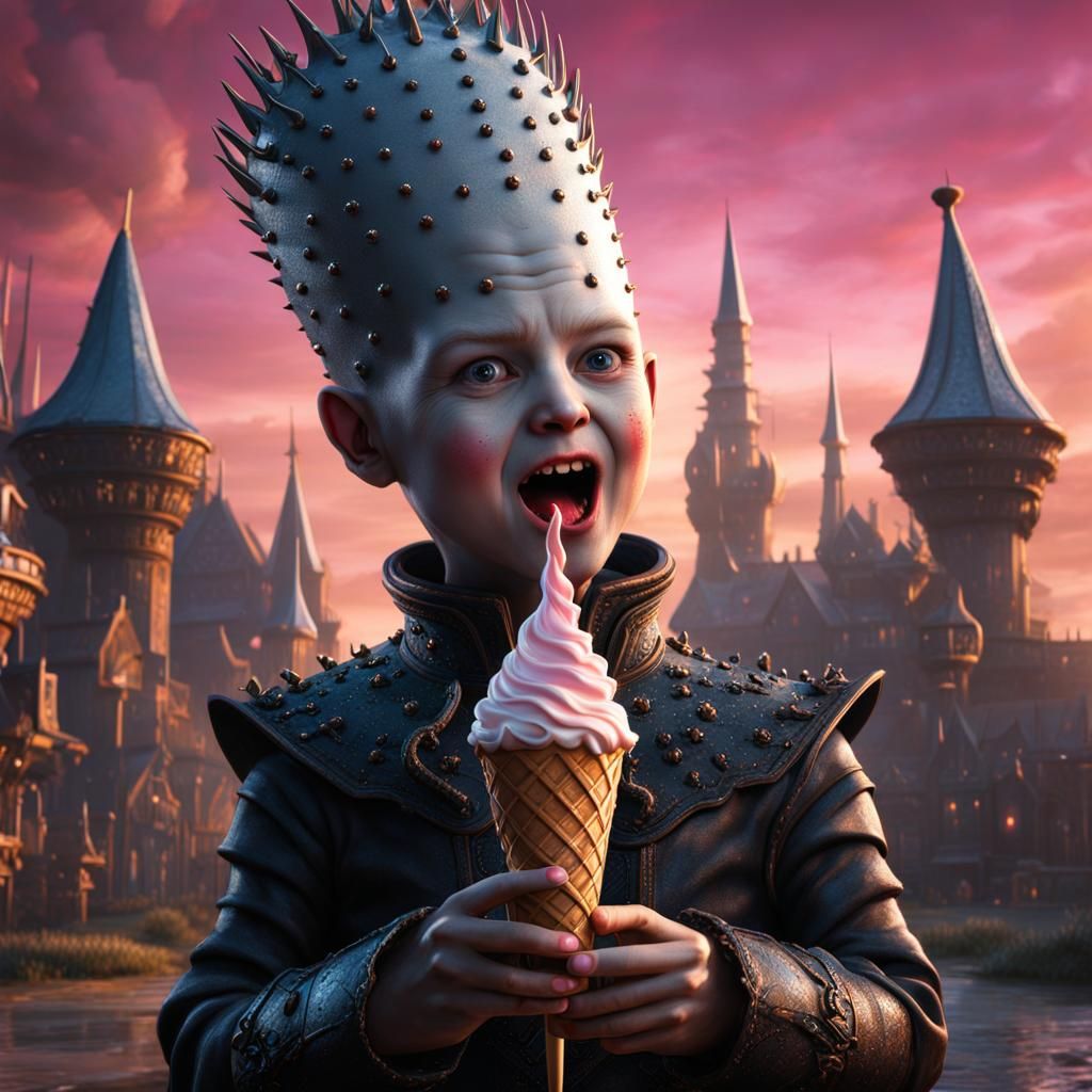 Pinhead as a child eating ice cream - AI Generated Artwork - NightCafe ...