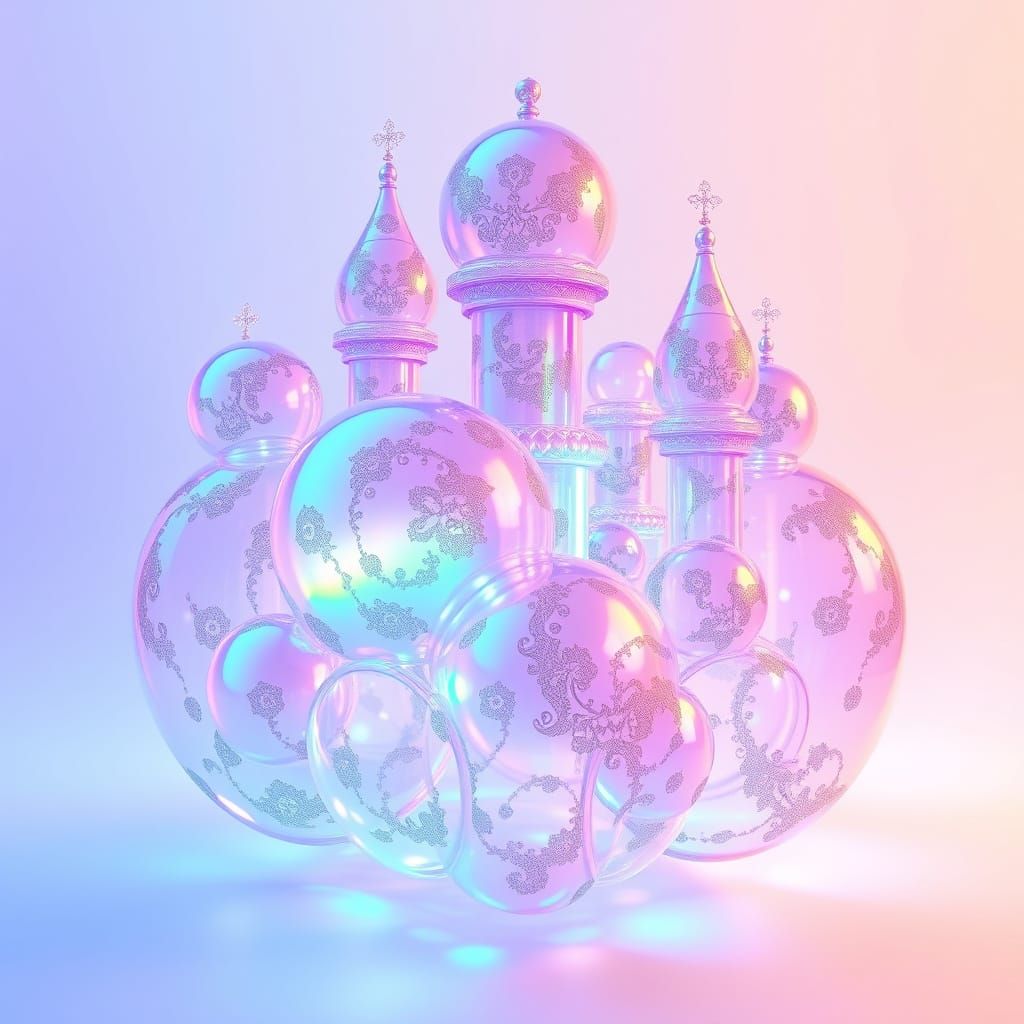 Iridescent Bubble Castle in Dreamlike Aesthetic - AI Art