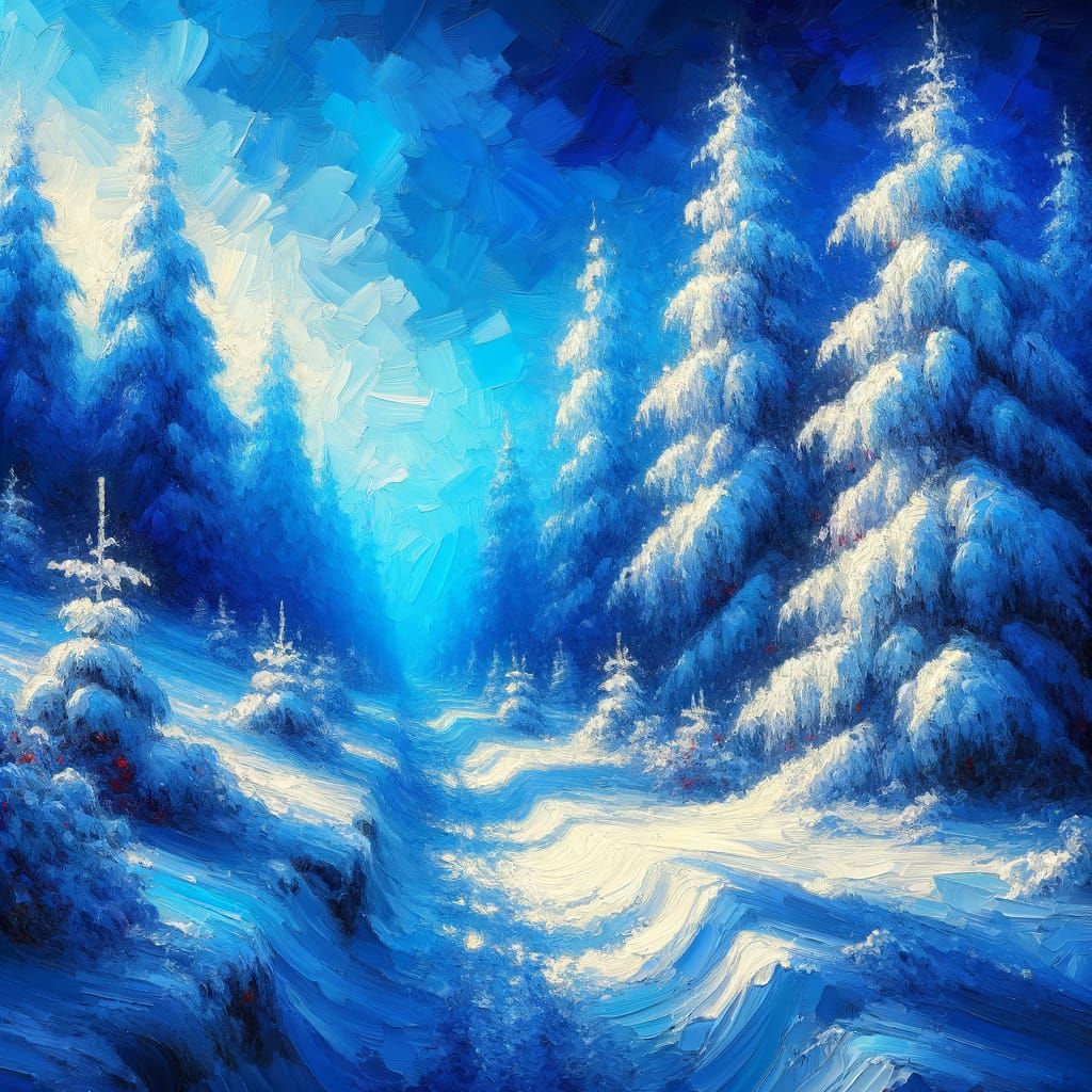 Very Icy - Dreamy Winter Mountain Landscape in Impressionist...