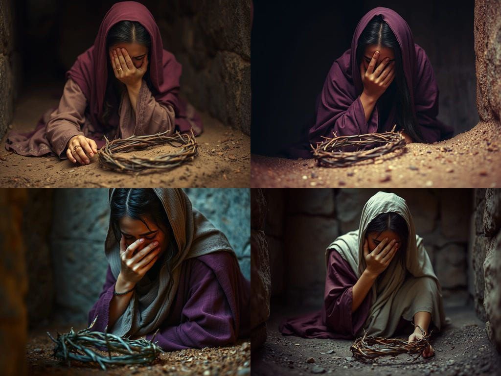 Ancient Israelite Woman in Mourning, Twisted Thorn... - AI Art