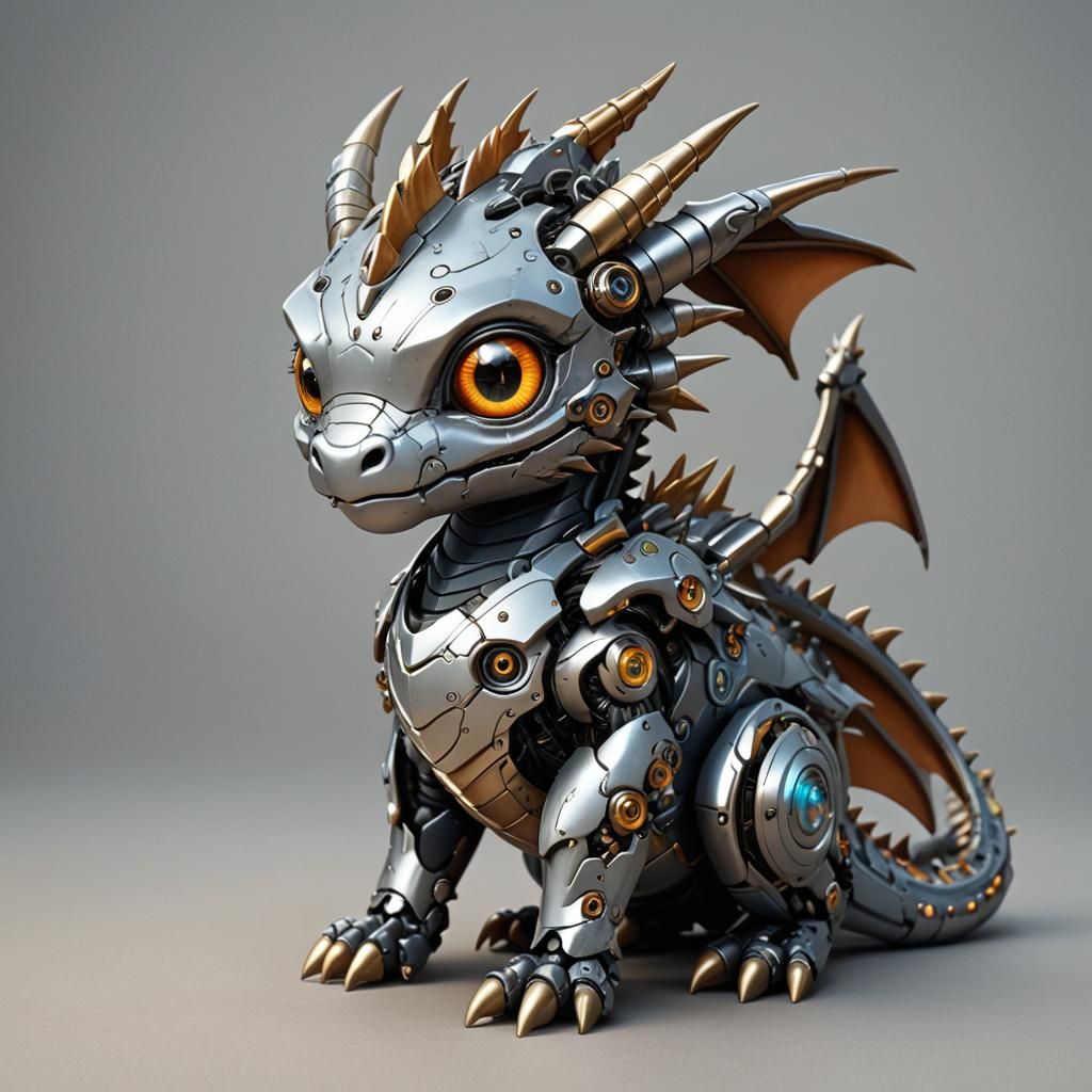 Cute Cyborg Dragon - AI Generated Artwork - NightCafe Creator