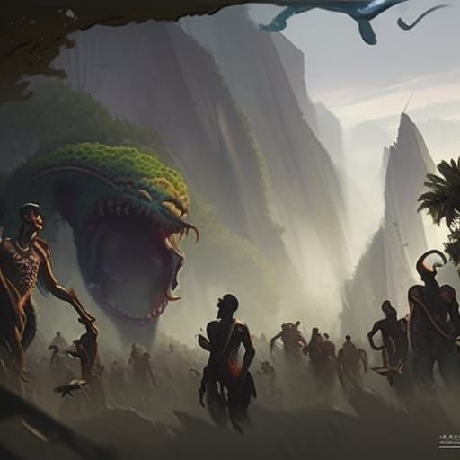 Archer and the Gorgonites 8k resolution concept art by Greg Rutkowski ...